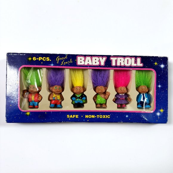 E Toys | Toys | Vintage Good Luck Baby Trolls 6 Piece Weight Lifter ...